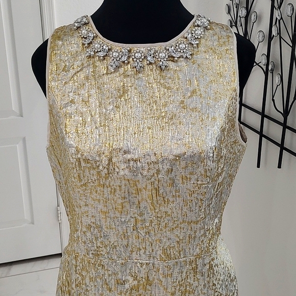 Boston Proper | Dresses | New Boston Proper Metallicgold Sheath Dress ...